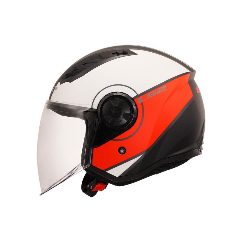 CASCO LS2 OF616 AIRFLOW II COVER MATT WHITE RED - 06 - VespaBianca.it